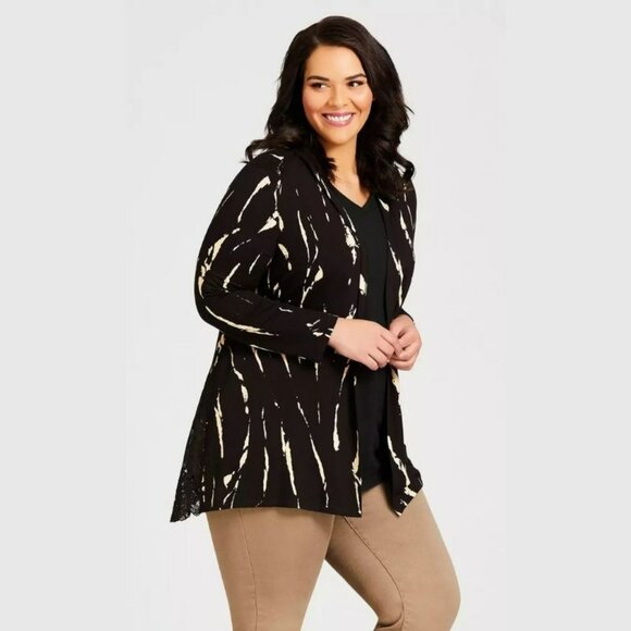 Avenue | Jackets & Coats | Nwt Avenue Womens Jacey Print Hooded Open Jacket Black 332 Plus Size ...